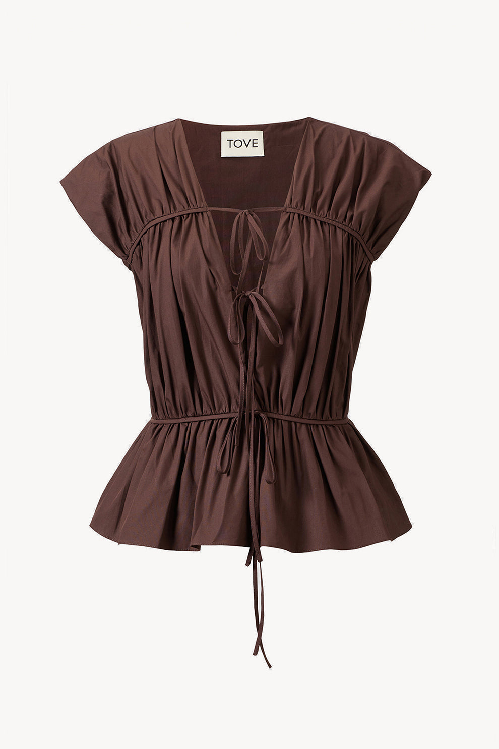 Thea Organic Cotton Gathered Sleeveless Top Chocolate – TOVE Studio